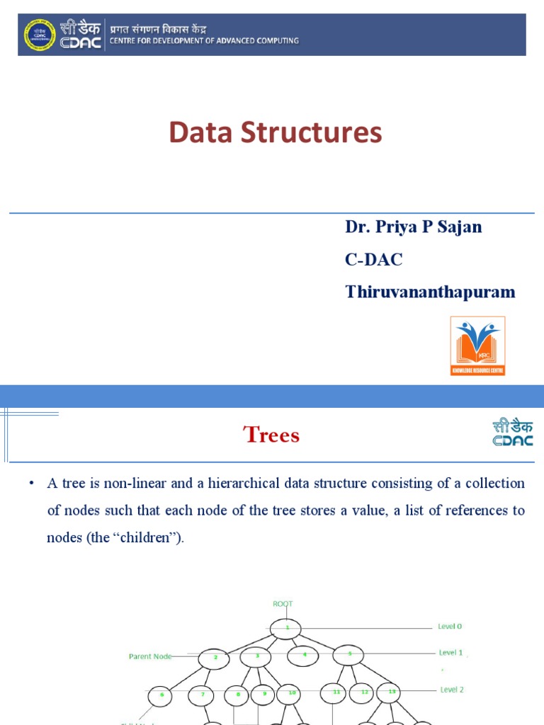 Data Structures: Dr. Priya P Sajan C-Dac Thiruvananthapuram | PDF | Computing | Computer Data