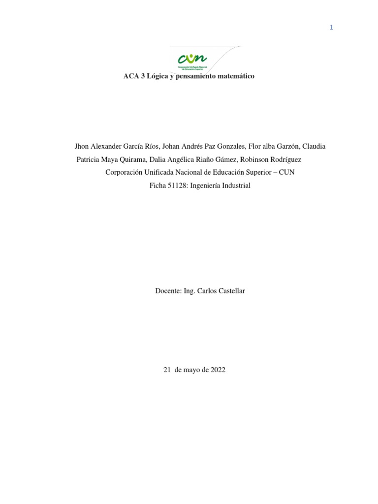 ACA 3 Logica y Pensamiento Matematico | PDF | Matemáticas