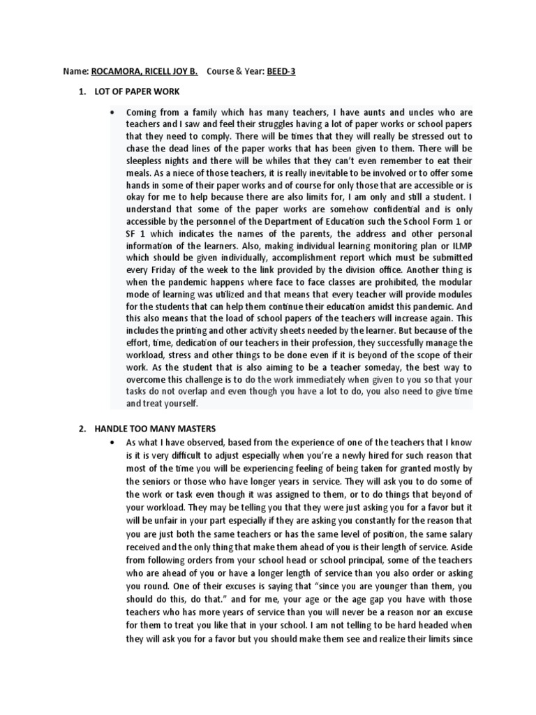 Teacher Challenges: Workload & Support | PDF | Teachers | Schools