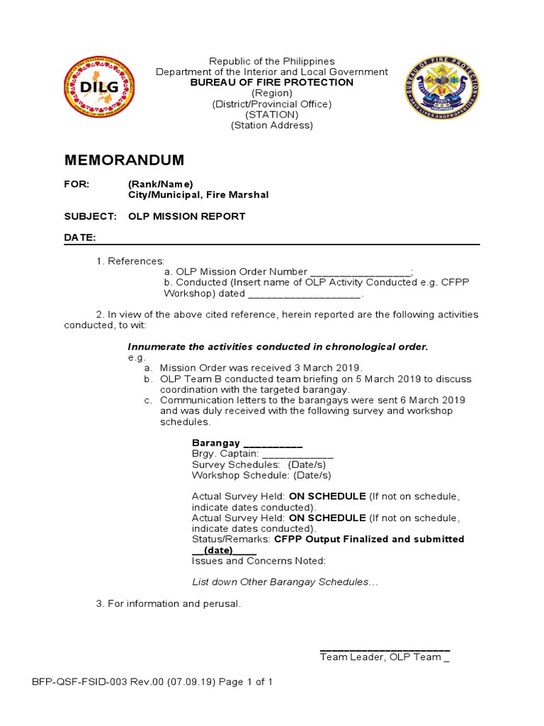 3F OLP Mission Report Rev00 070919 | PDF