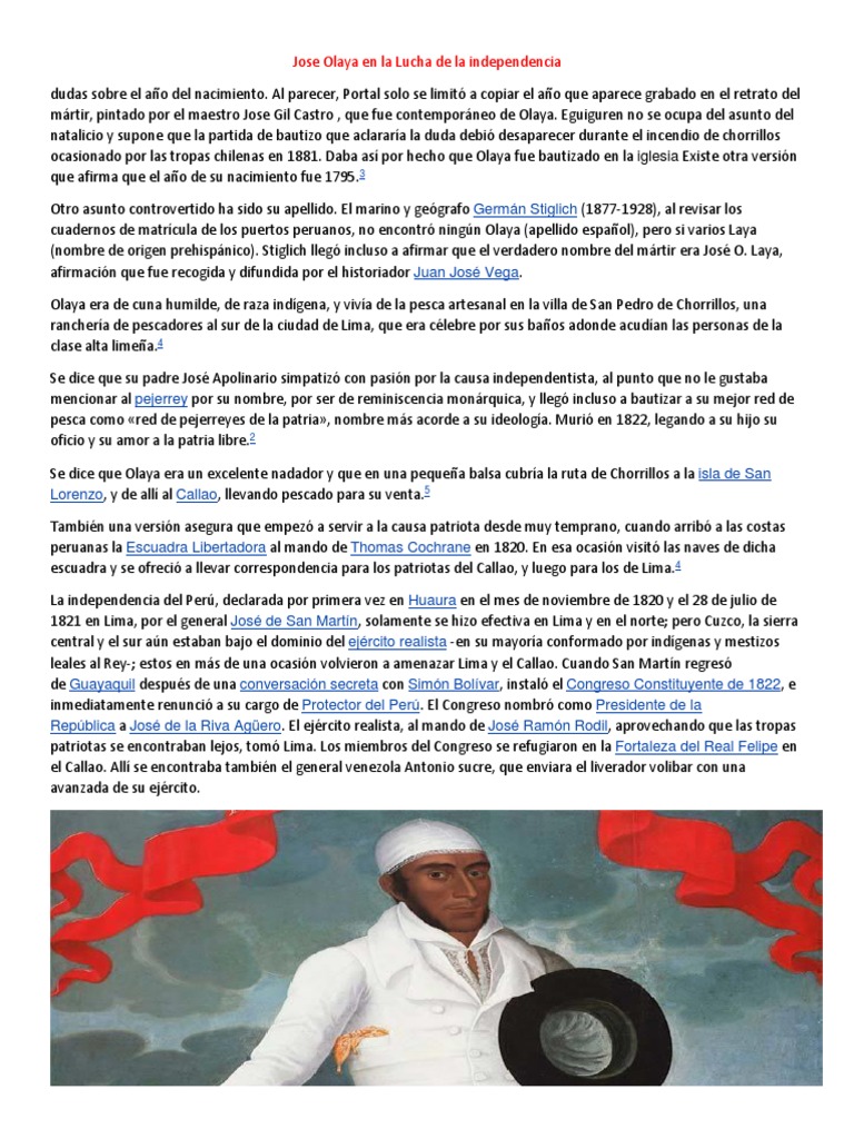 José Olaya: Héroe de la Independencia | PDF | America latina | América ...