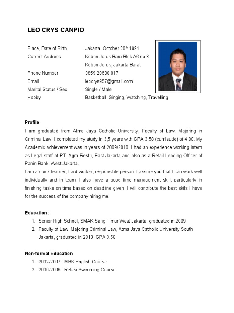 Curriculum Vitae LEO CRYS CANPIO | PDF | Strategic Management | Business