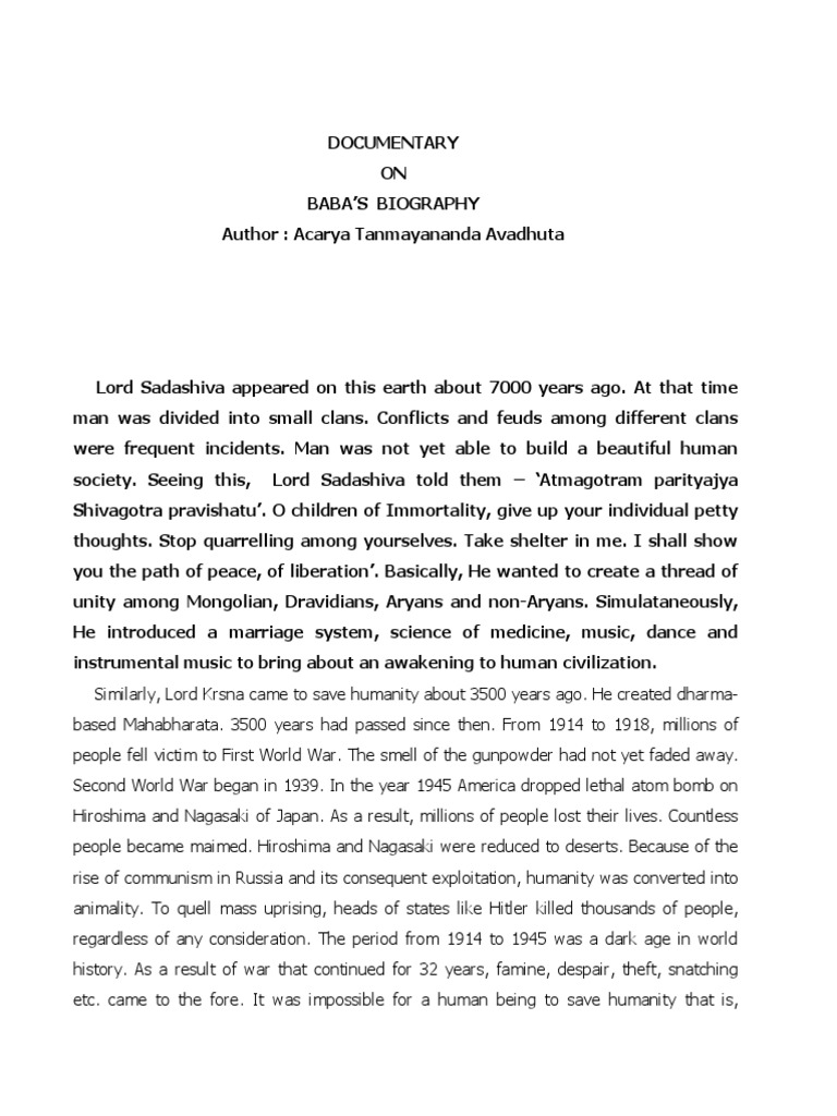 Baba's Documentory Script in English | PDF