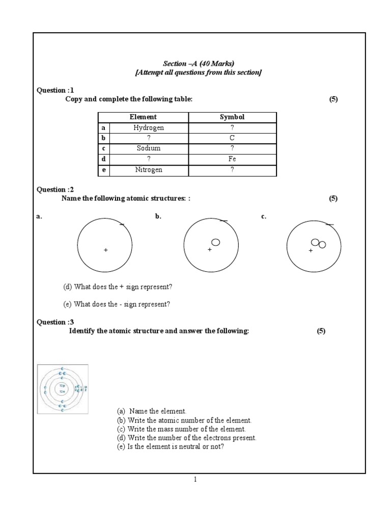 Section - A (40 Marks) (Attempt All Questions From This Section) | PDF | Carbon | Hydrogen