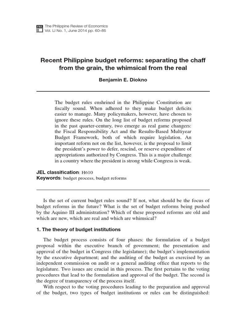 Recent Philippine Budget Reforms: Separating The Chaff From The Grain ...