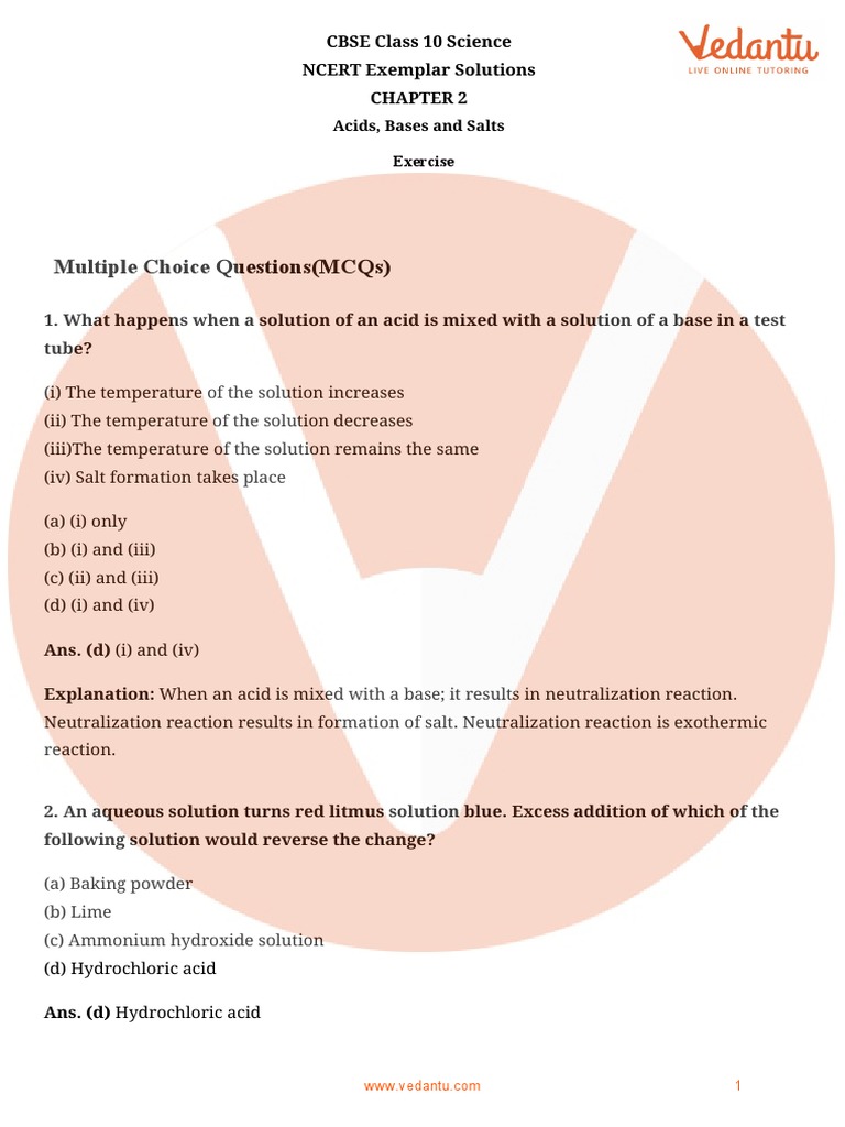 CBSE Class 10 Science: Acids, Bases, Salts | PDF | Sodium Hydroxide ...