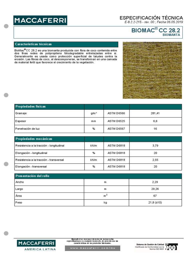 Geomanta de Fibra de Coco | PDF | Materiales | Química