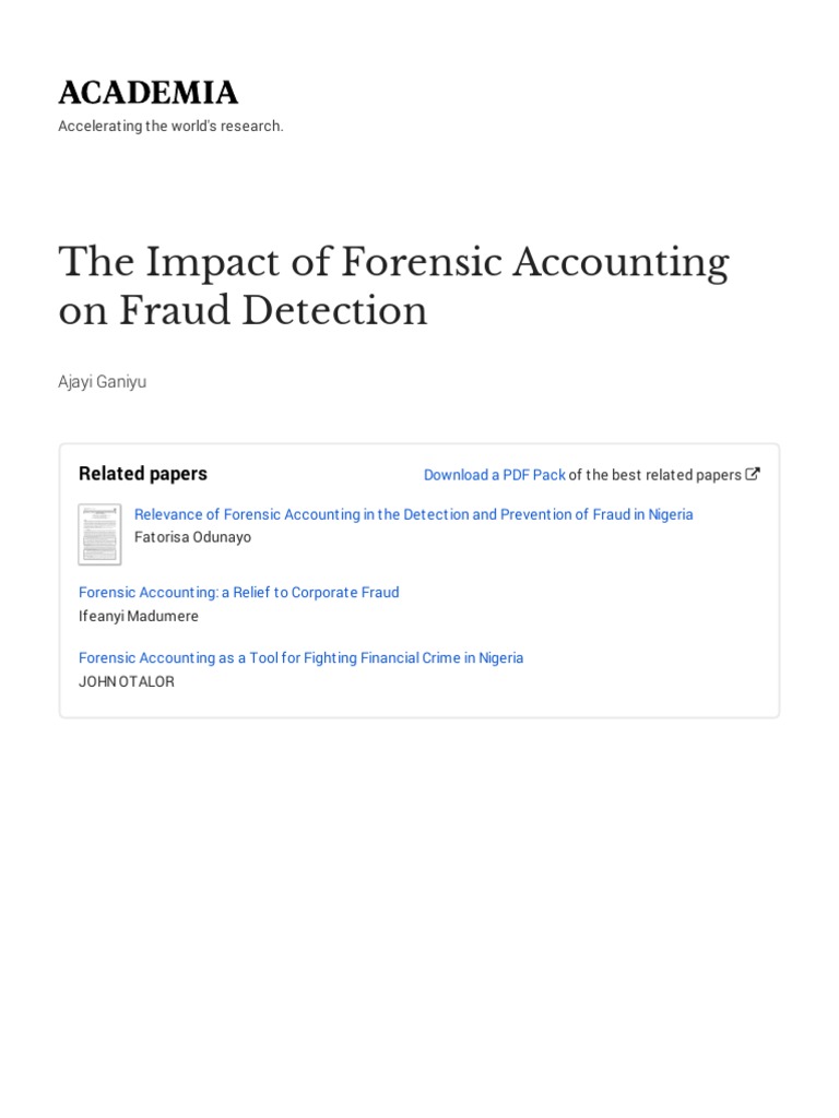 The Impact of Forensic Accounting On Fraud Detection: Related Papers ...