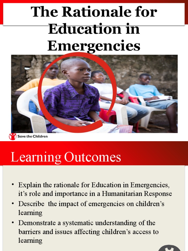 (Day 1) 1 Rationale For EiE | PDF | Disaster Risk Reduction | Child ...