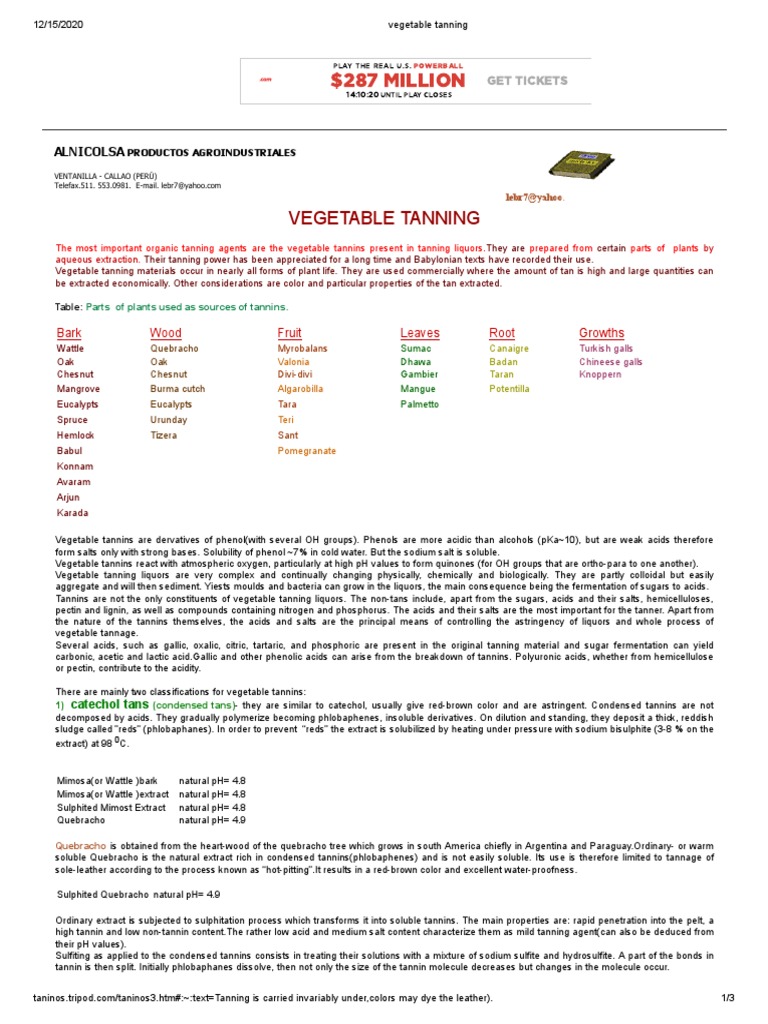 $287 MILLION: Vegetable Tanning | PDF | Polyphenol | Lignin