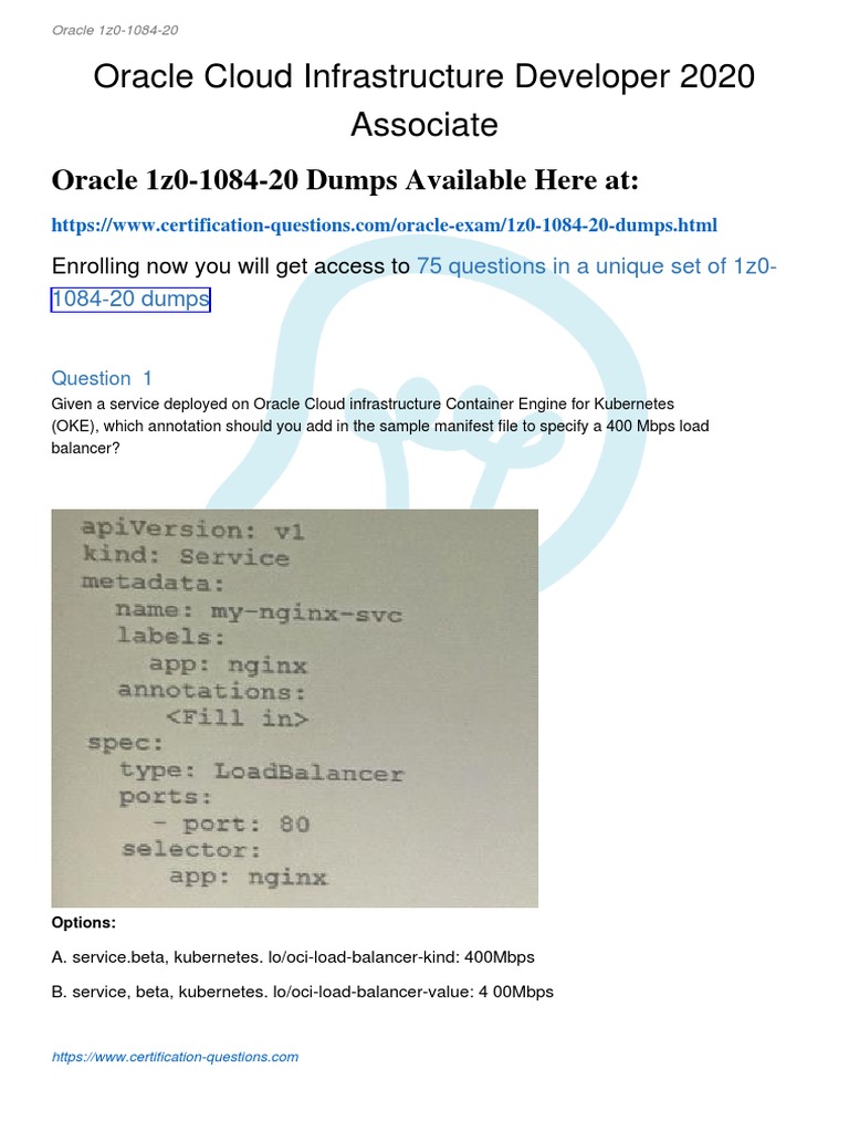 Oracle Cloud Infrastructure Developer 2020 Associate: Oracle 1z0-1084 ...