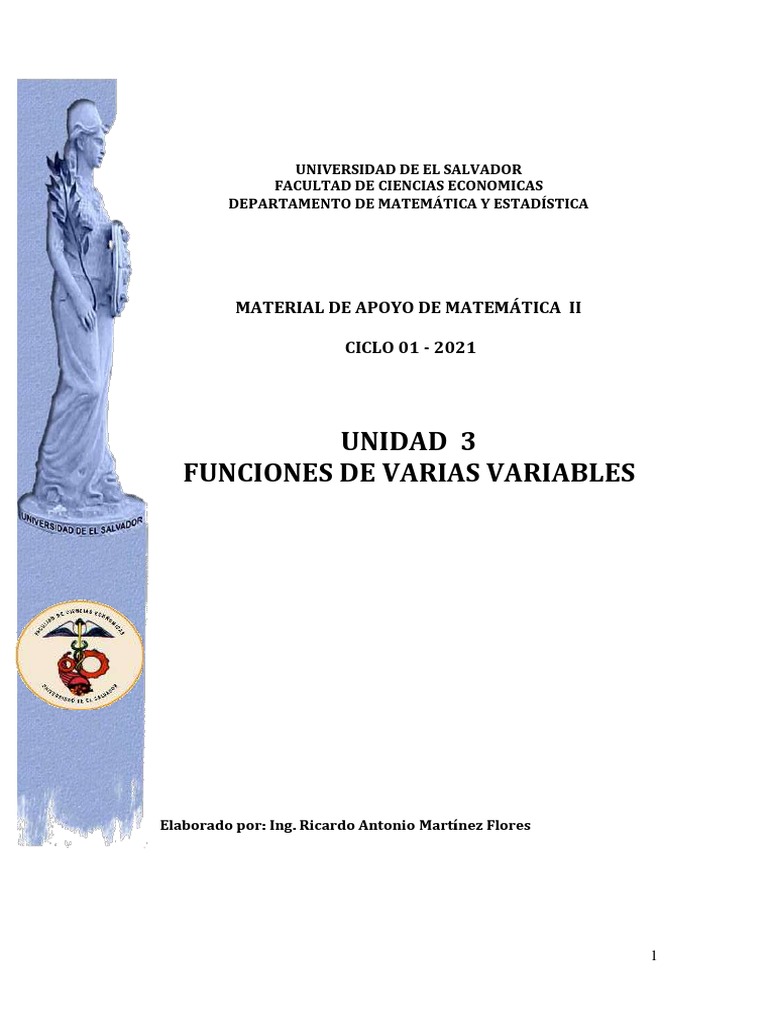 UNIDAD III - Funciones de Varias Variables | PDF | Función (Matemáticas) | Derivado