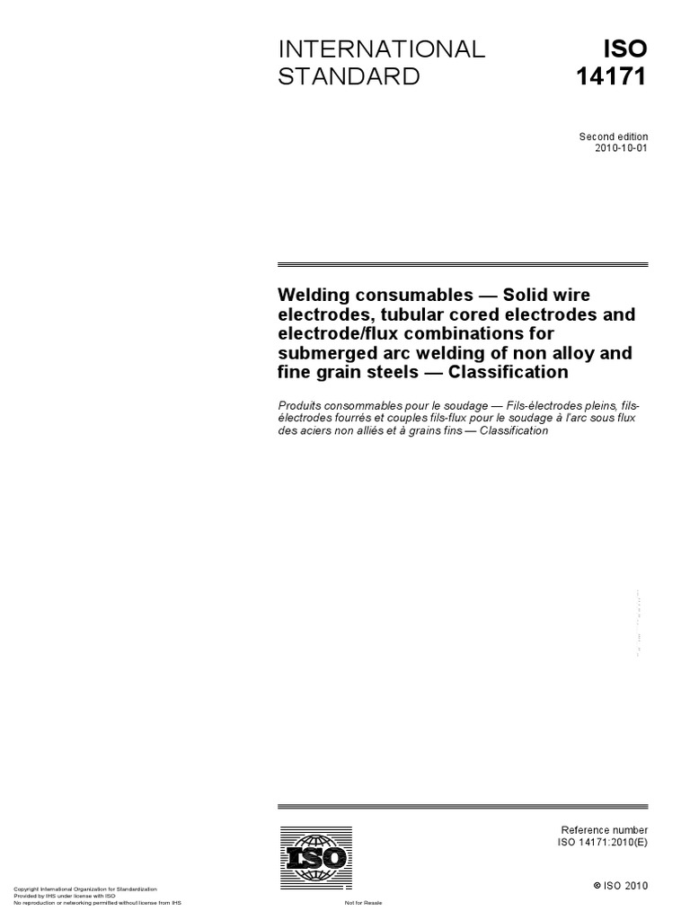 ISO 14171 - Welding Consumables - Solid Wire For Submerged Arc Welding ...