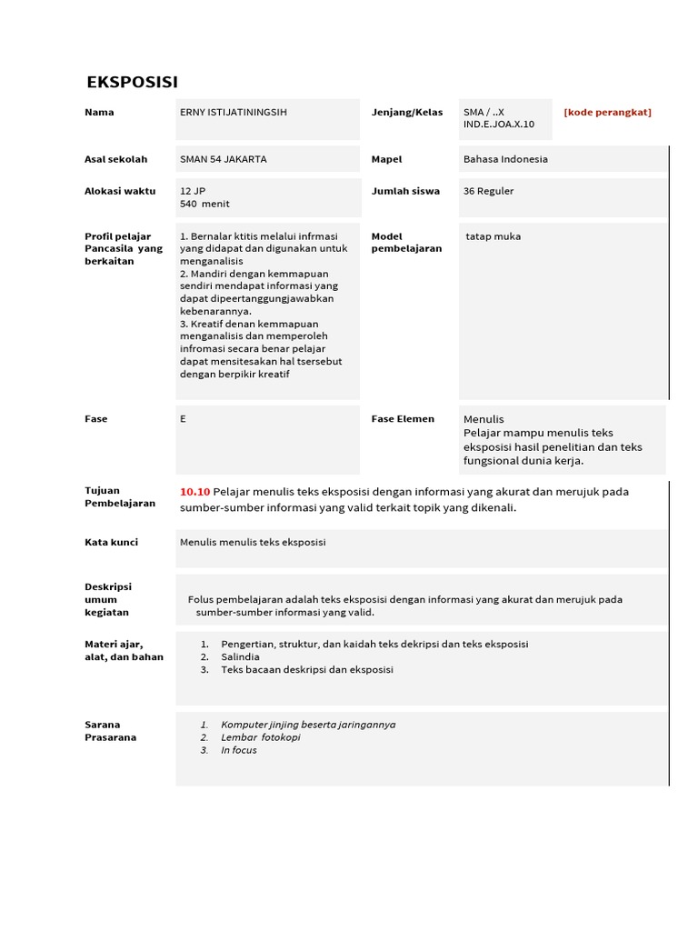 Final MA BINDO Erny SMA F Teks Eksposisi | PDF