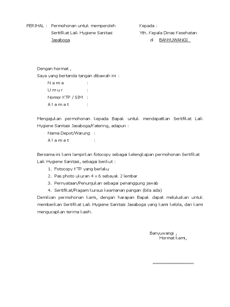 Permohonan Laik HS Jasaboga | PDF