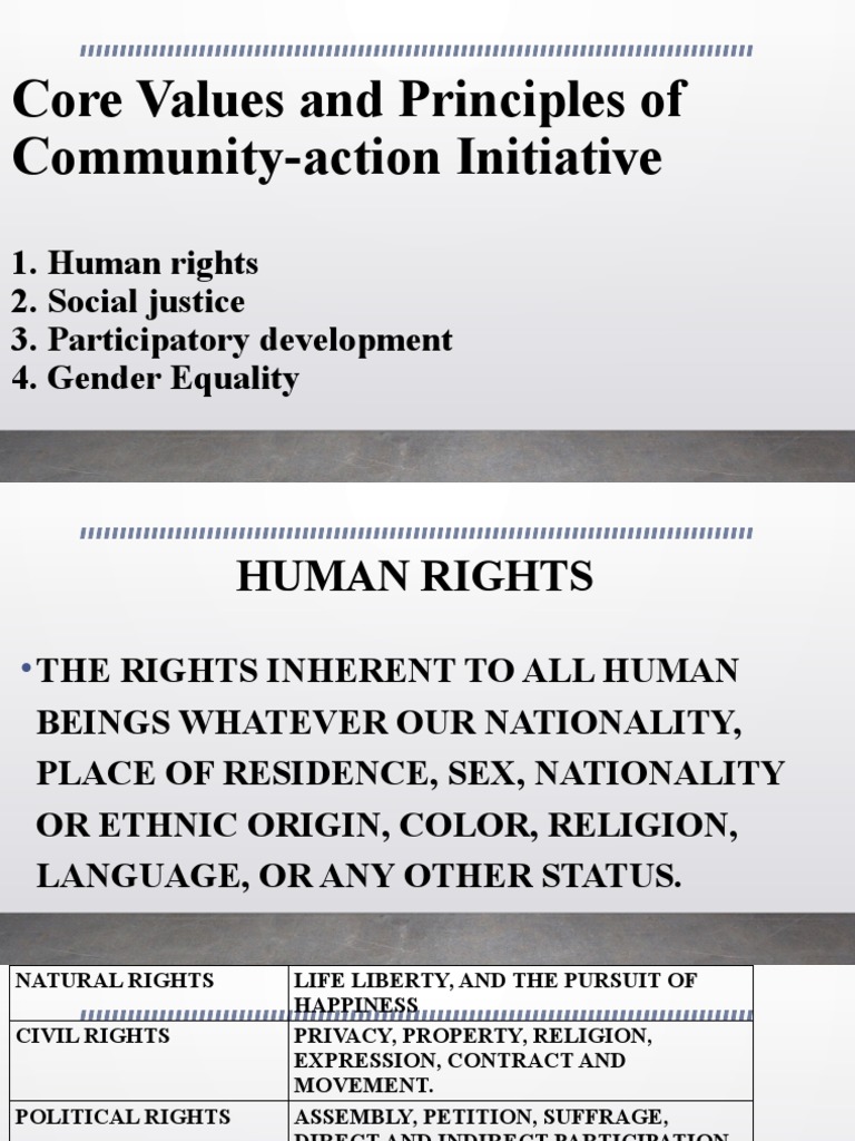 Core Values and Principles of Community-Action Initiative | PDF ...