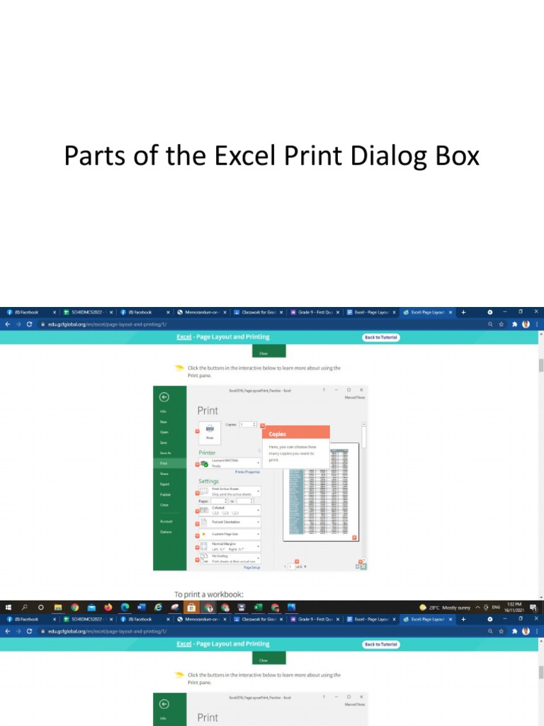 Parts of The Print Dialog Box | PDF