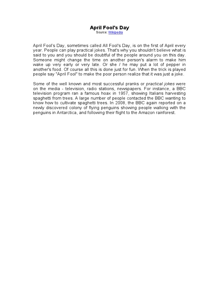 April Fool & The Medicine | PDF | Wellness