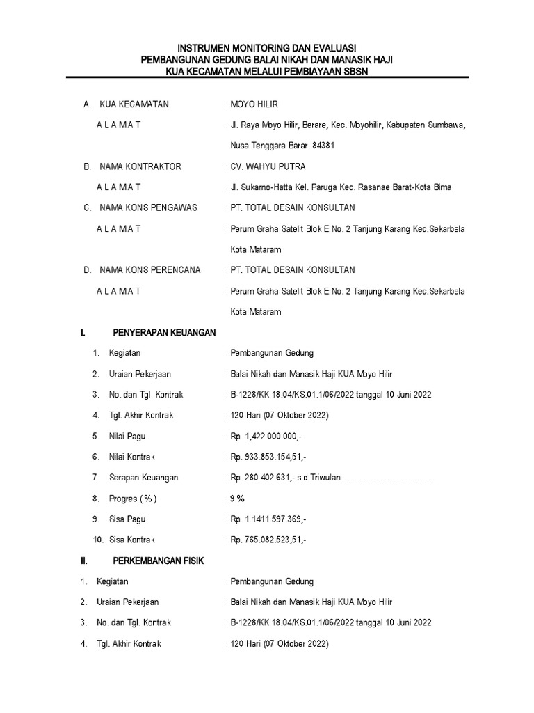Instrumen Monev SBSN | PDF