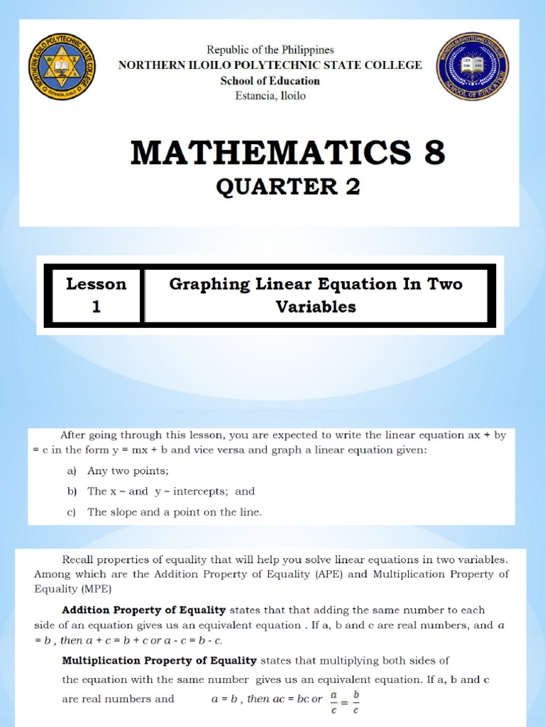Grade 8 2nd Quarter Lesson | PDF | Algebra | Equations