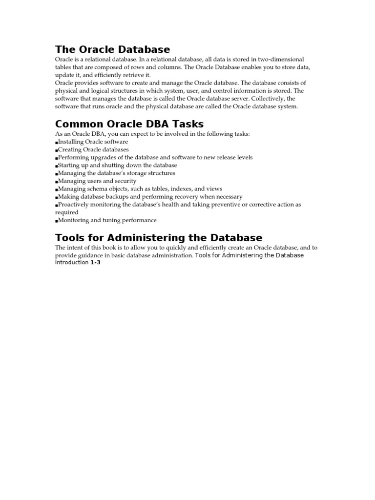 The Oracle Database: Introduction 1-3 | PDF | Oracle Database | Character Encoding
