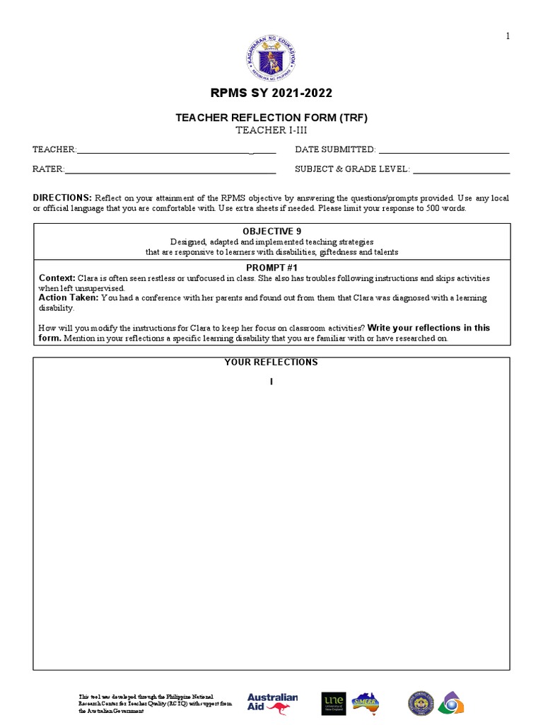 TRF Template | PDF | Learning | Lesson Plan