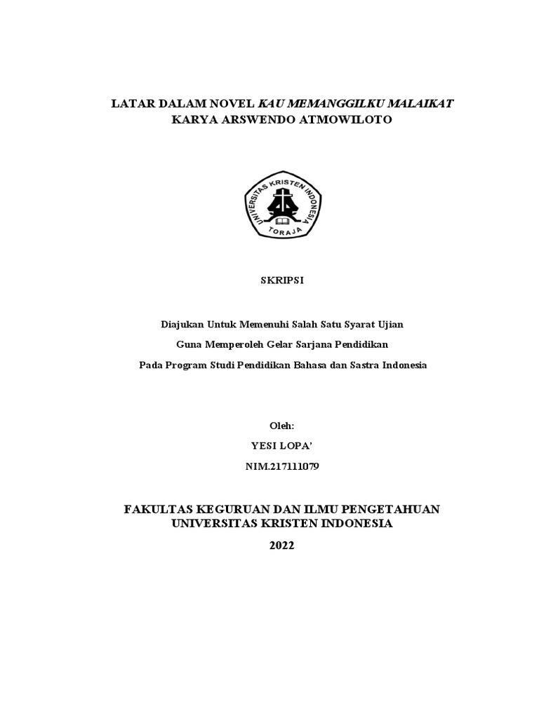 Latar Novel "Kau Memanggilku Malaikat" | PDF | Kajian Bahasa Asing