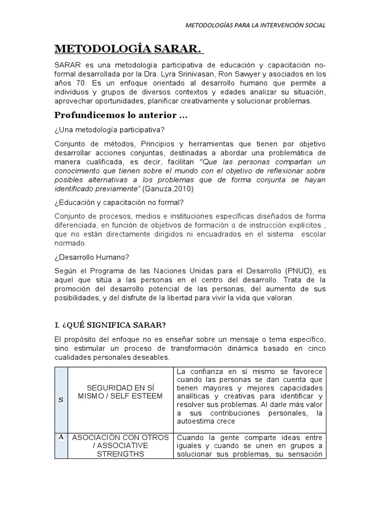 Metodología Sarar | PDF | Planificación | Creatividad