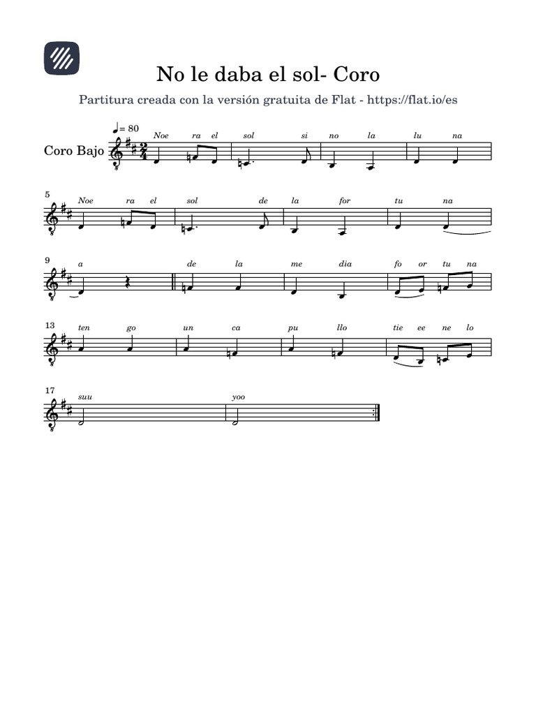 No Le Daba El Sol - Coro | PDF