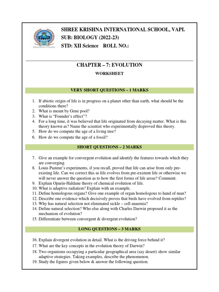 Chapter 7 - Evolution | PDF | Evolution | Life