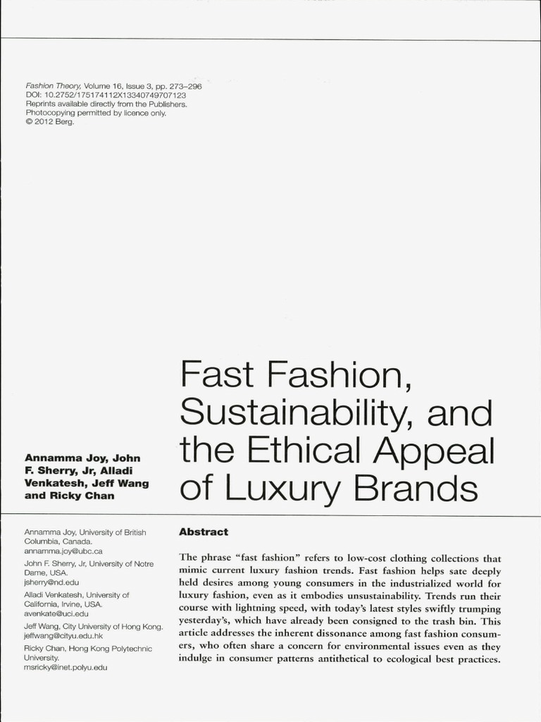 Fast Fashion and Sustainability | PDF | Fashion | Sustainability