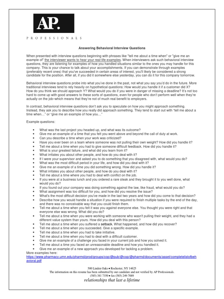 Mastering Behavioral Interview Questions | PDF | Thought | Cognition