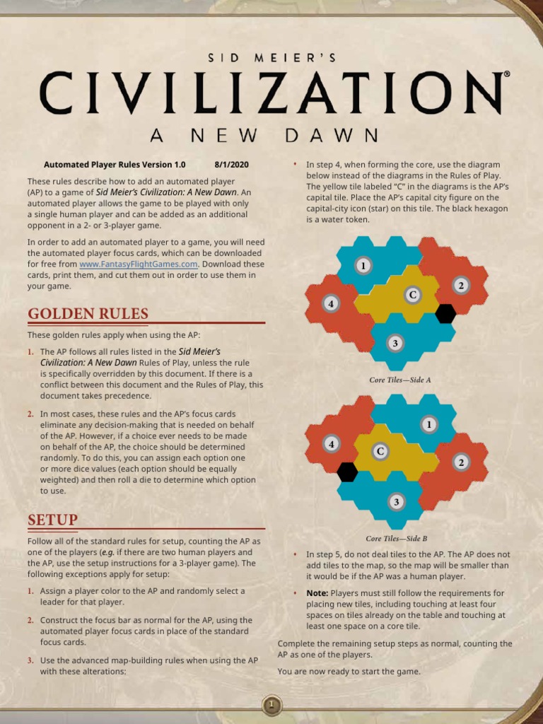 Golden Rules: Sid Meier's Civilization: A New Dawn | PDF | Diplomacy