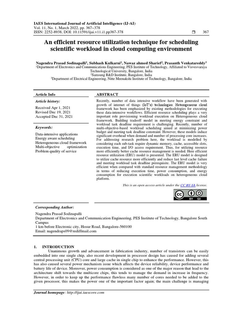 An Efficient Resource Utilization Technique For Scheduling Scientific Workload in Cloud ...