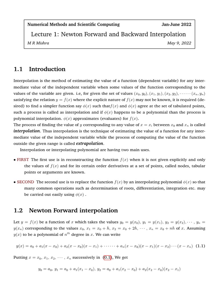 32NWTINT_BSc | PDF | Interpolation | Mathematical Analysis