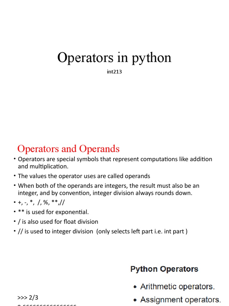 C 1 UNIT CH3 Operators in Python | PDF | Boolean Data Type | Software ... C 1 UNIT CH3 Operators in Python | PDF | Boolean Data Type | Software ...