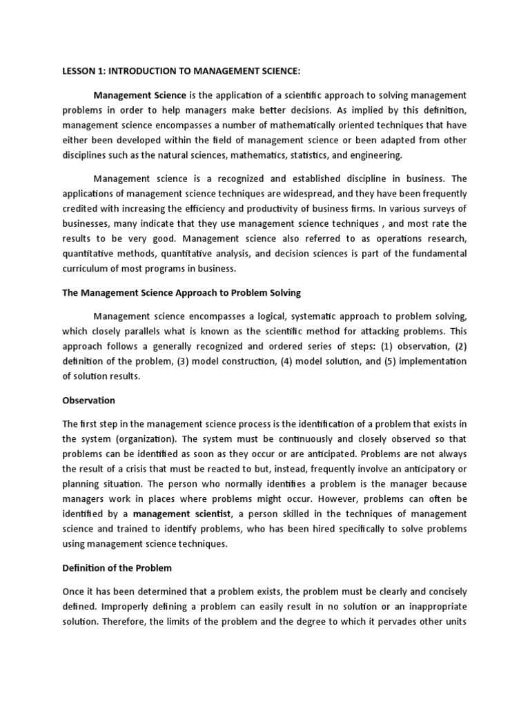 Lecture Notes in Management Science | PDF | Equations | Variable ...