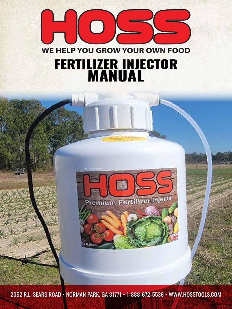 Hoss Fertilizer Injector Manual | PDF | Tap (Valve) | Pipe (Fluid ...