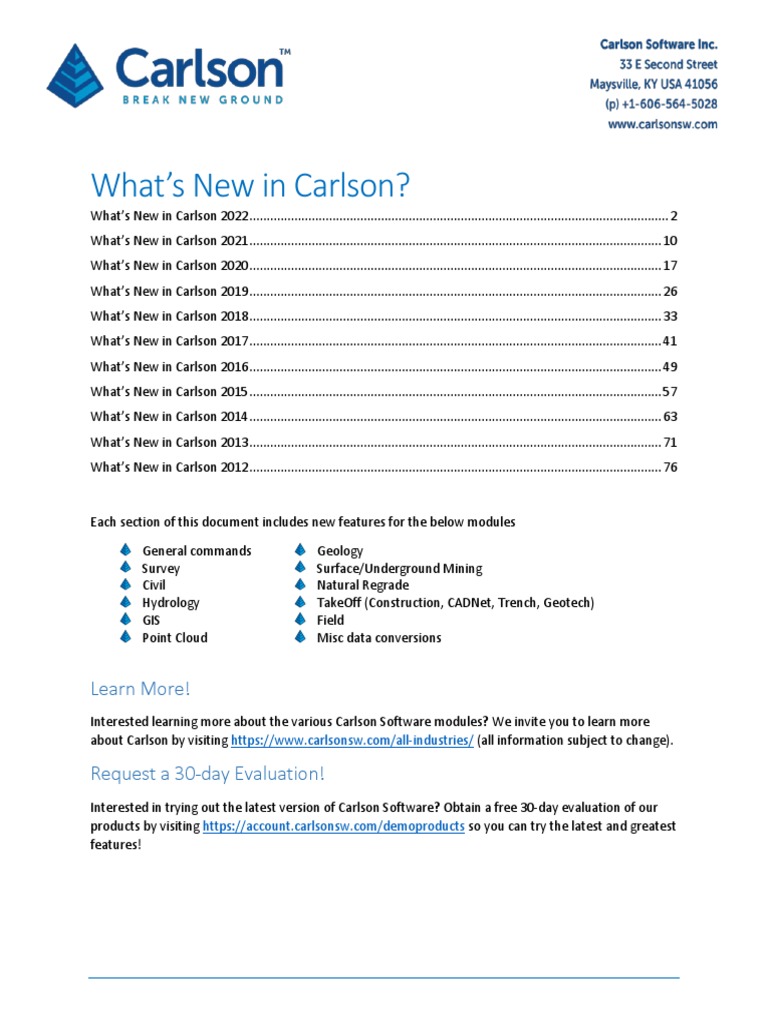 Carlson Software Updates Overview | PDF | Geographic Information System ...