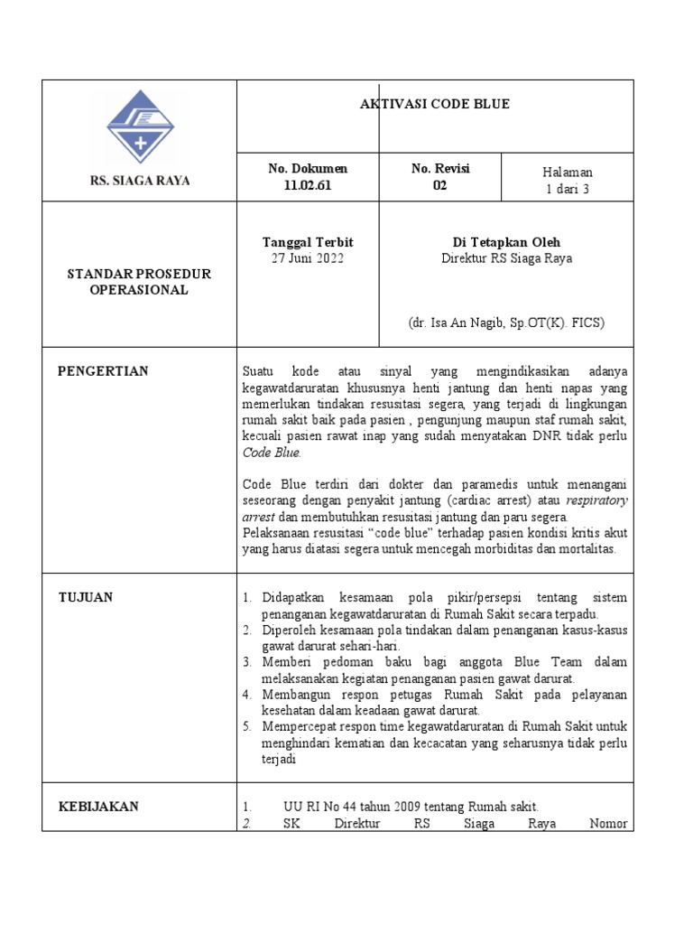 Aktivasi Code Blue | PDF