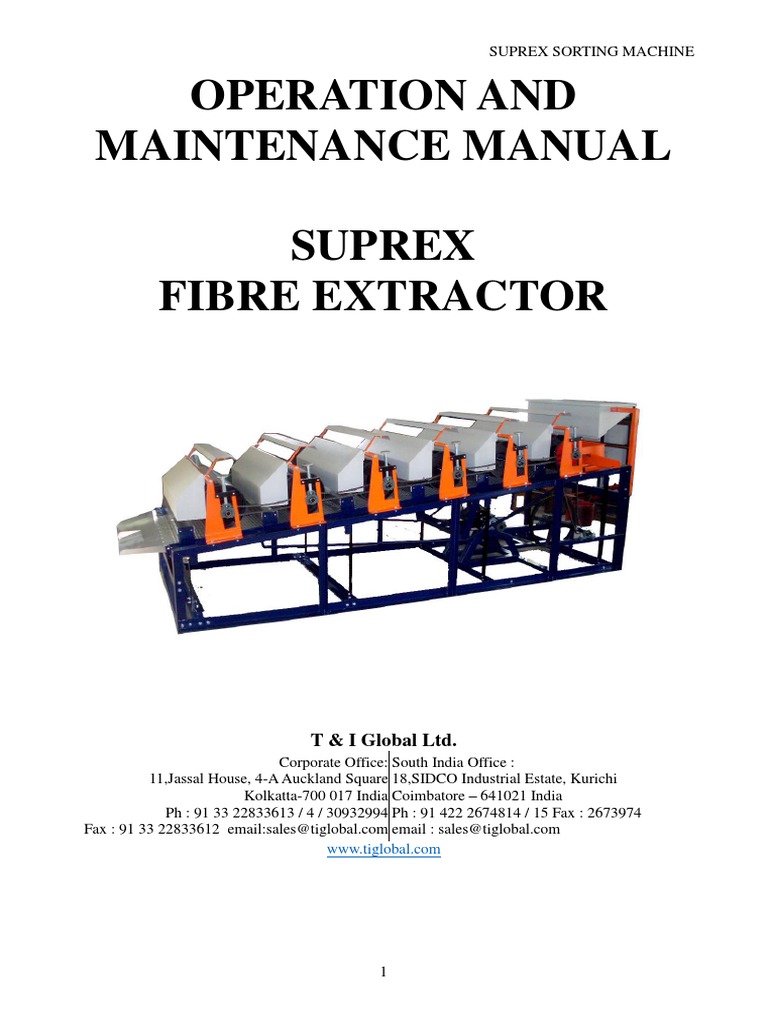 Suprex Fibre Extractor Manual | PDF | Bearing (Mechanical) | Belt ...