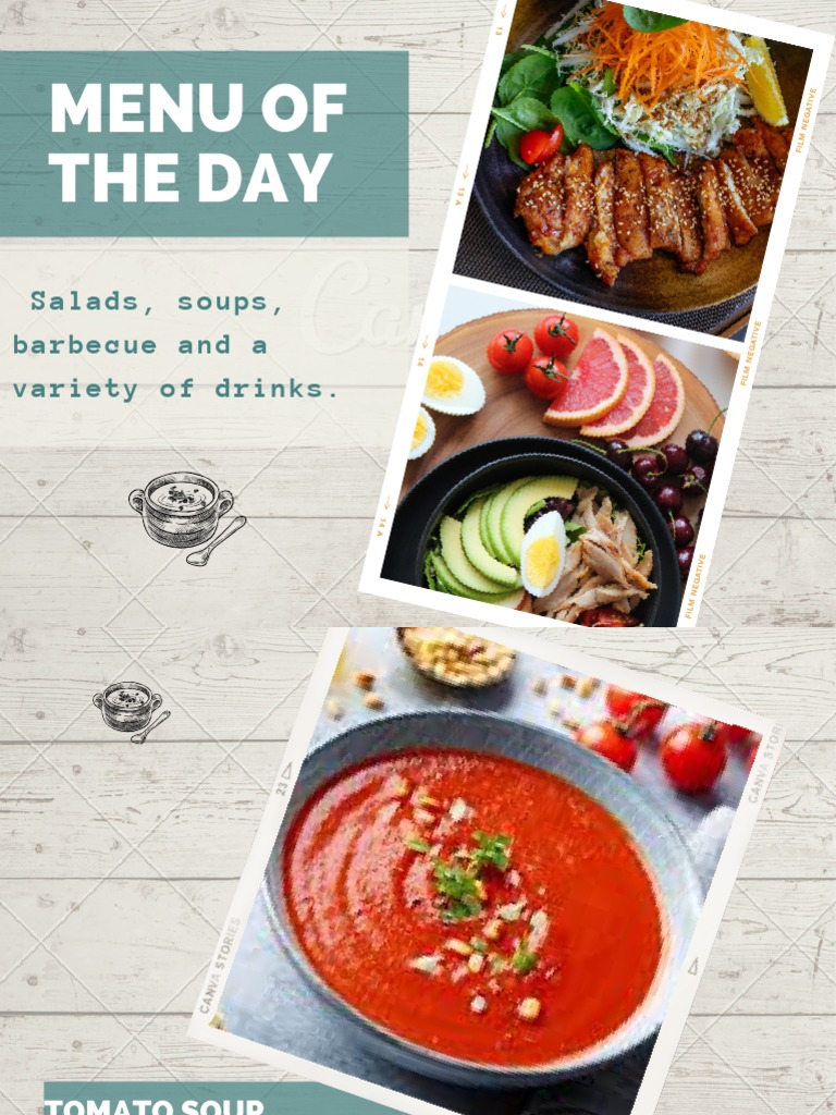 Menu of The Day: Salads, Soups | PDF