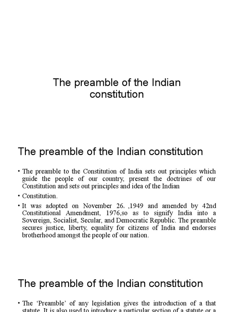 The Preamble of The Indian Constitution | PDF | Liberty | Political ...