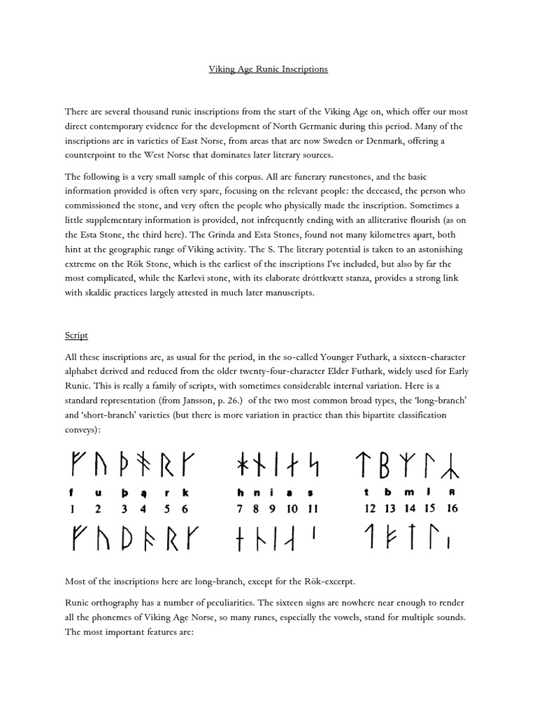 Viking Age Runic Inscriptions - Long Version | PDF | Runes | Writing