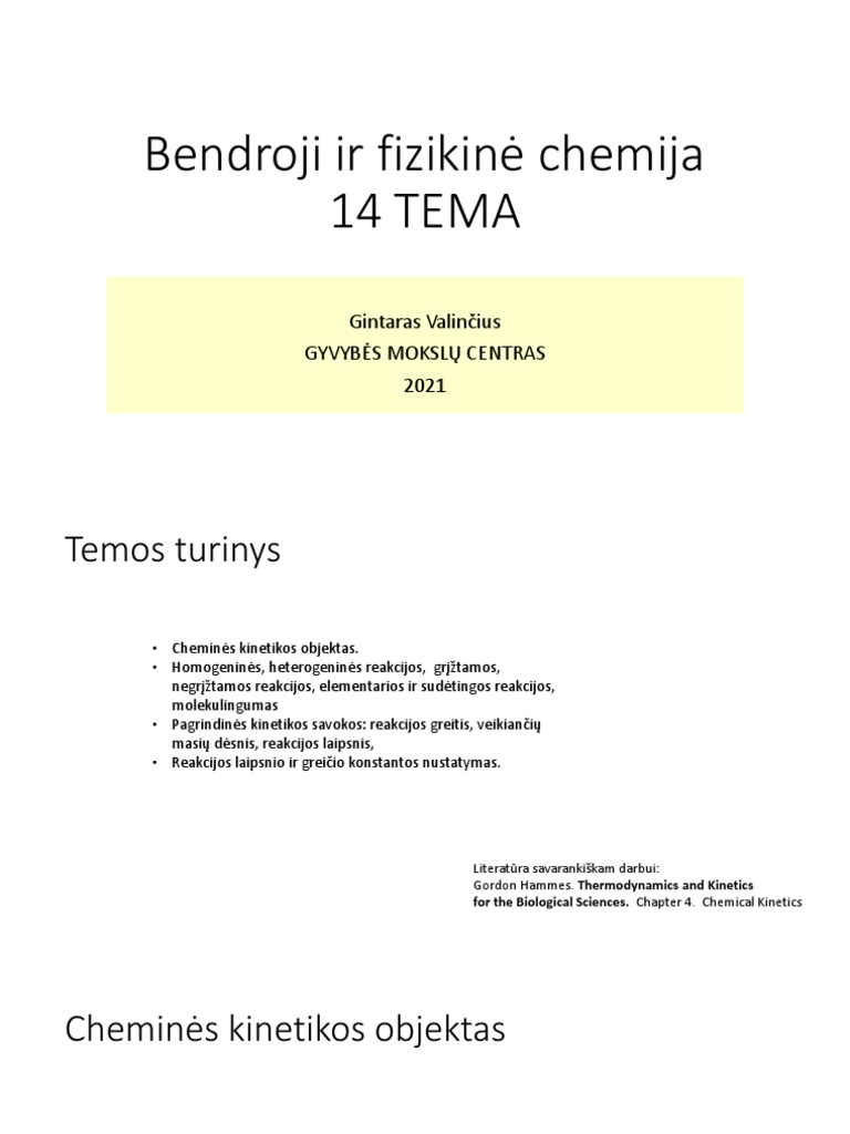 Fizikinė Chemija - 14 TEMA | PDF