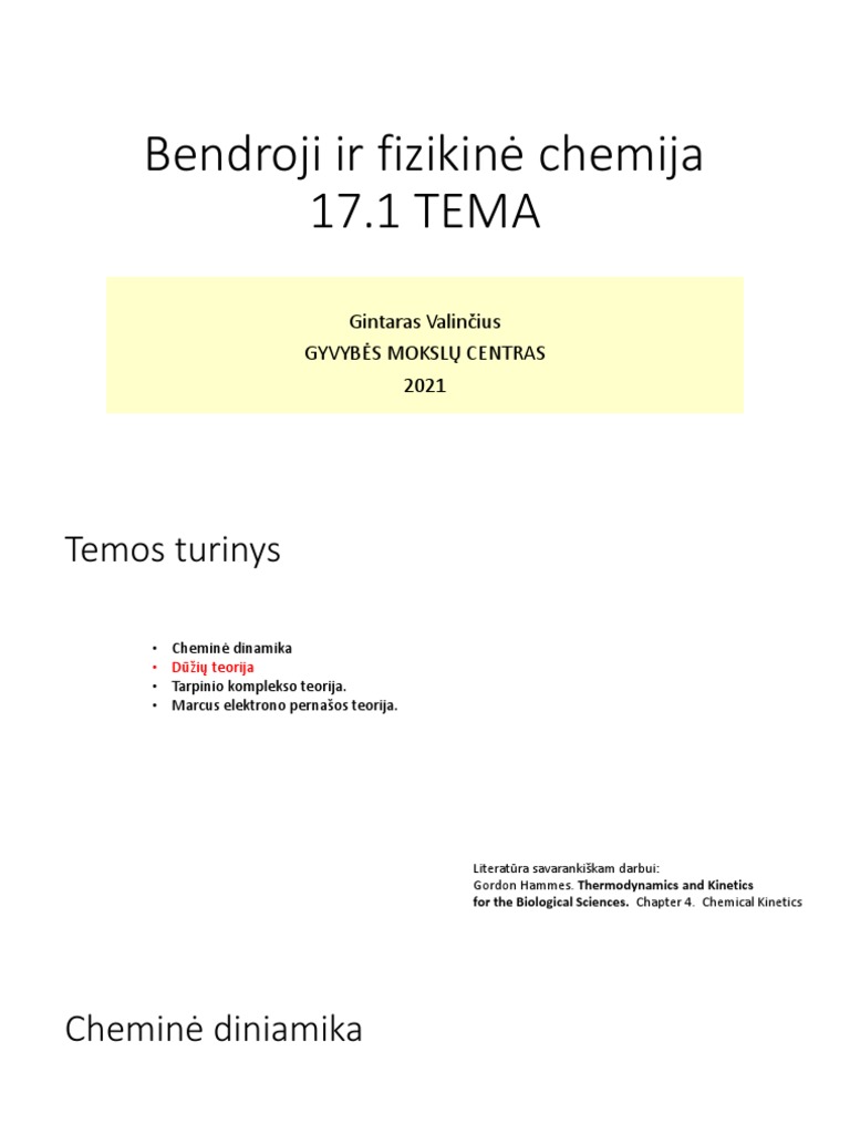Fizikinė Chemija - 17.1 TEMA - Dūžių Teorija | PDF