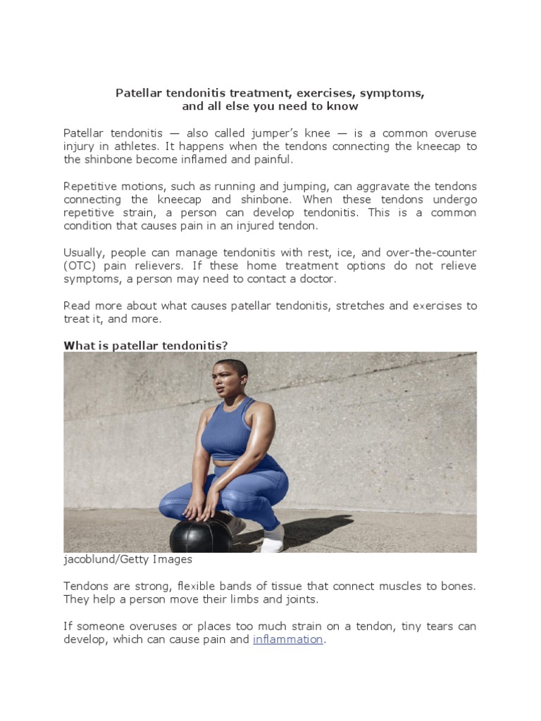 Patellar Tendonitis Treatment | PDF | Knee | Physical Therapy