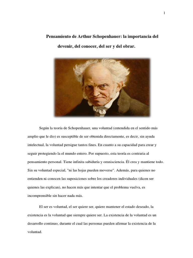 Analisis Del Pensamiento de Arthur Schopenhauer | PDF | Filosofía ...