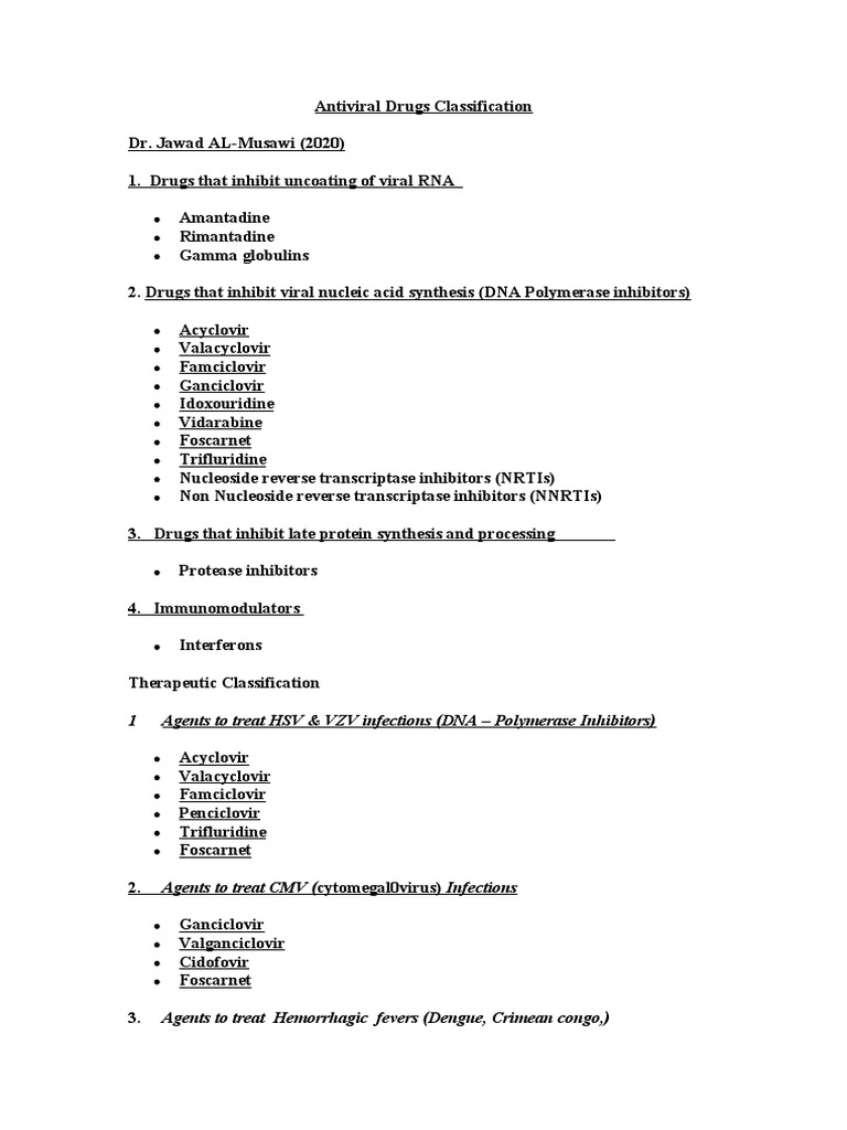 Classification of Antiviral Drugs | PDF | Self-Improvement | Wellness