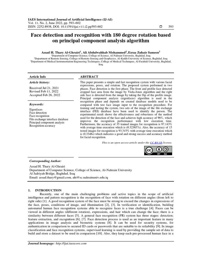Face Detection And Recognition With 180 Degree Rotation Based On Principal Component Analysis